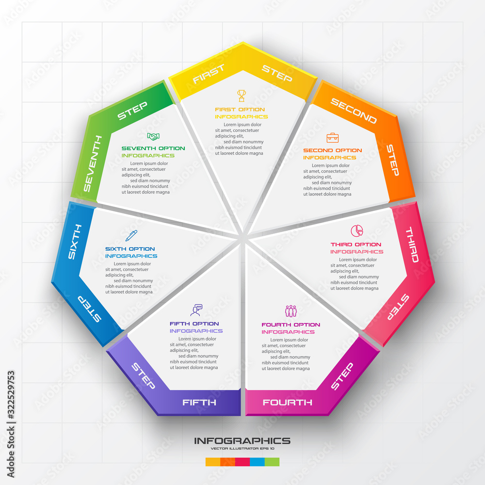 Vector heptagon element for infographic,Business concept with 7 options ...
