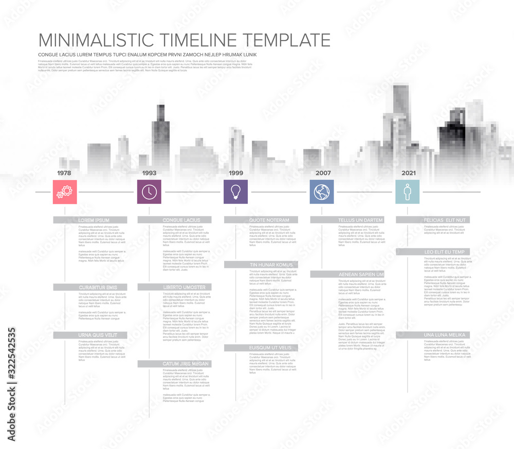 Minimalistic timeline template with square icons Stock Vector | Adobe Stock