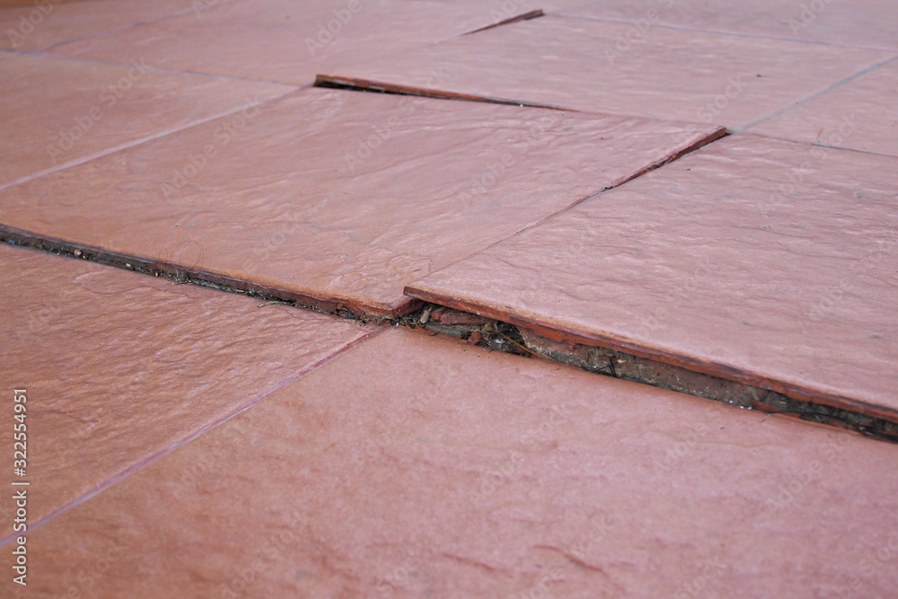 Ground collapse and Floor tiles are damaged. Stock Photo | Adobe Stock