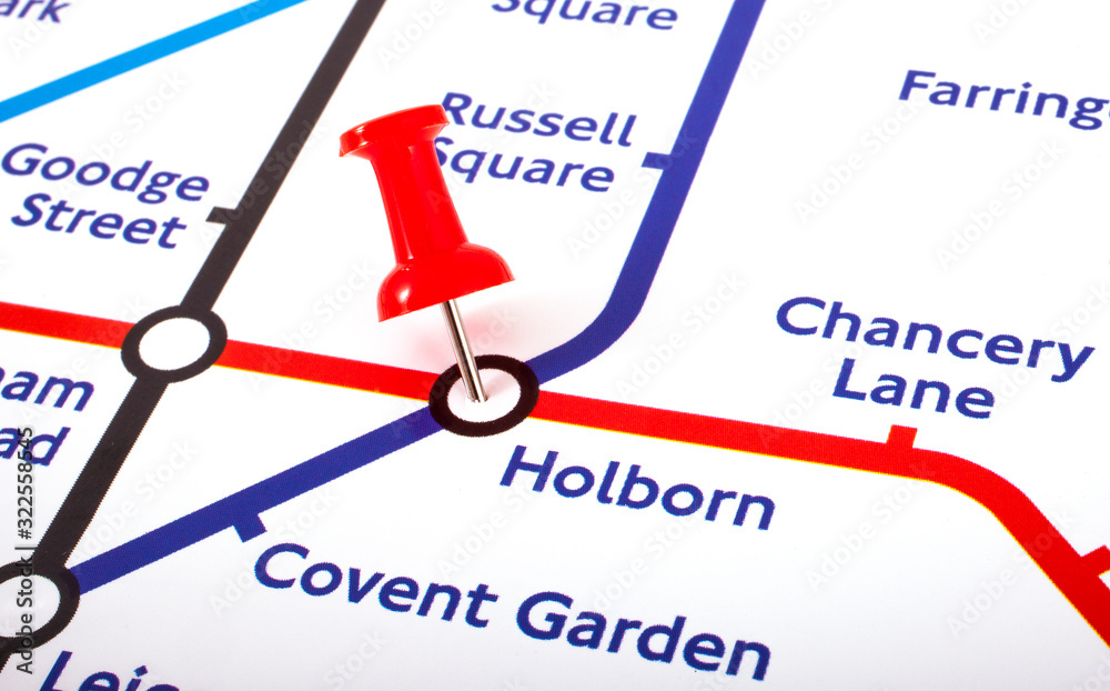 Holborn Station on a London Underground Map Stock Photo | Adobe Stock