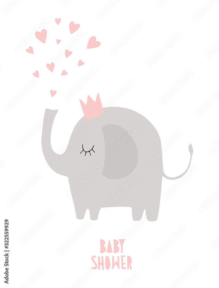 Cute Baby Shower Elephant Clip Art