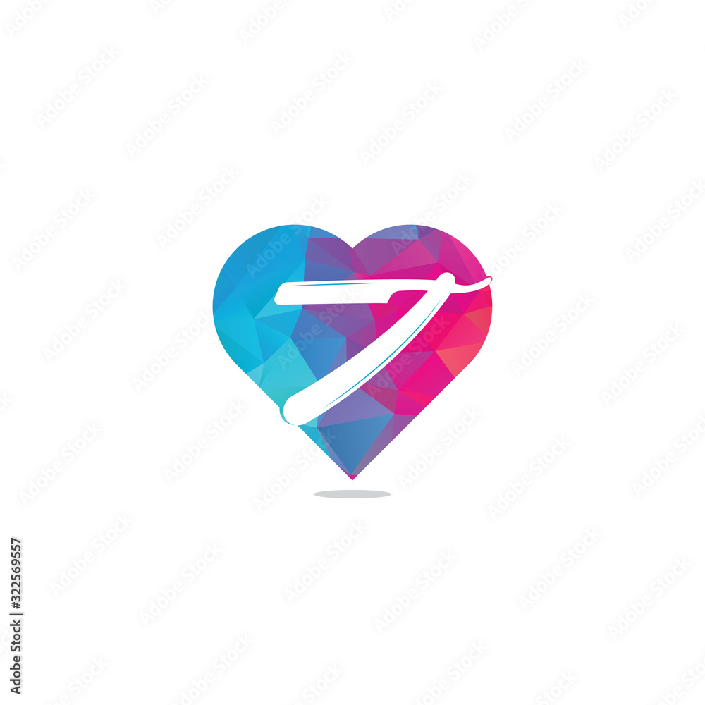 Razor blade heart shape concept logo design. simple flat vector ...