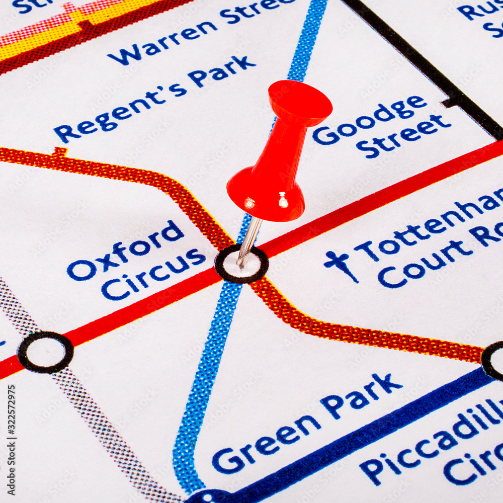 Oxford Circus Pinned on a Tube Map Stock Photo | Adobe Stock