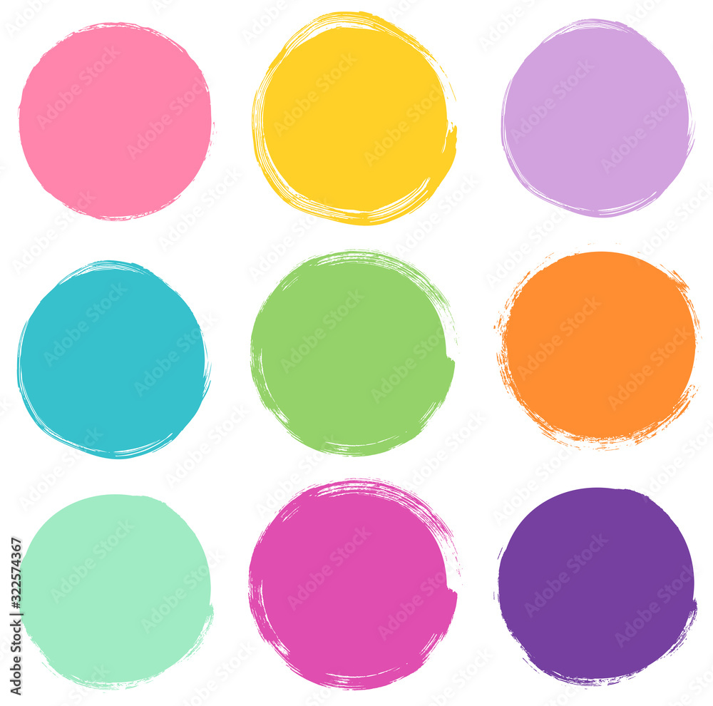 Set of round vector shapes in bright colors, abstract graphic design ...