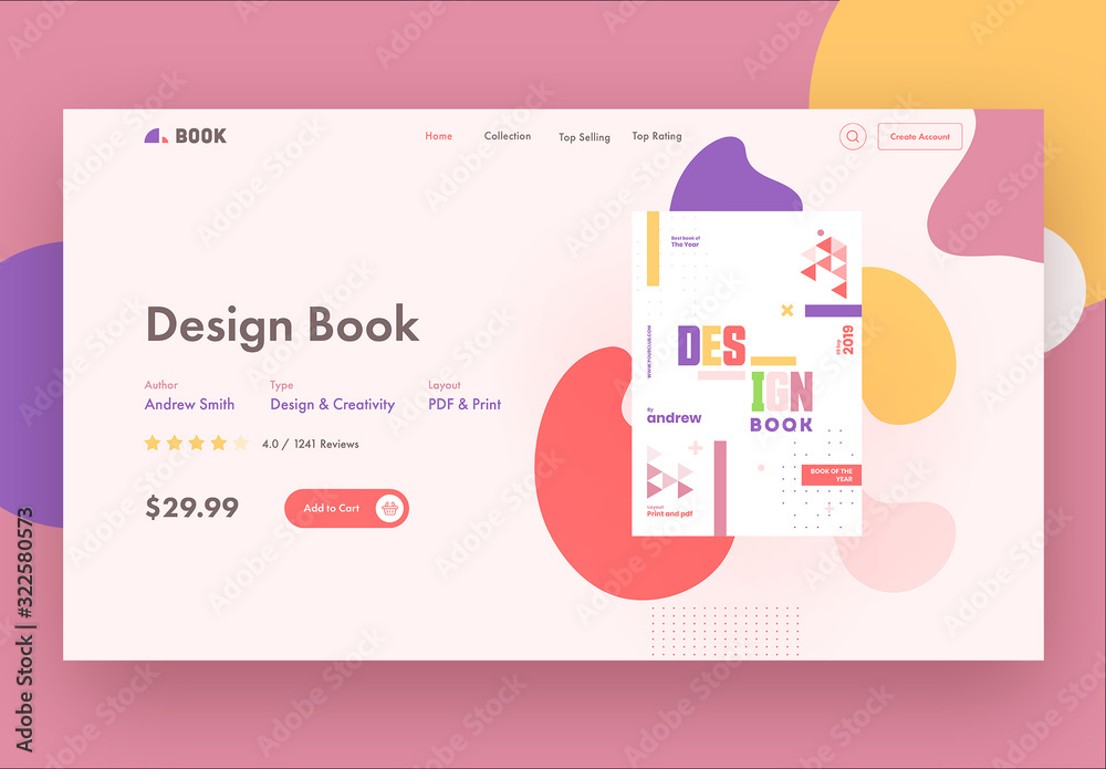 Website Landing Page Ui Layout for Online Bookstore Stock Template ...