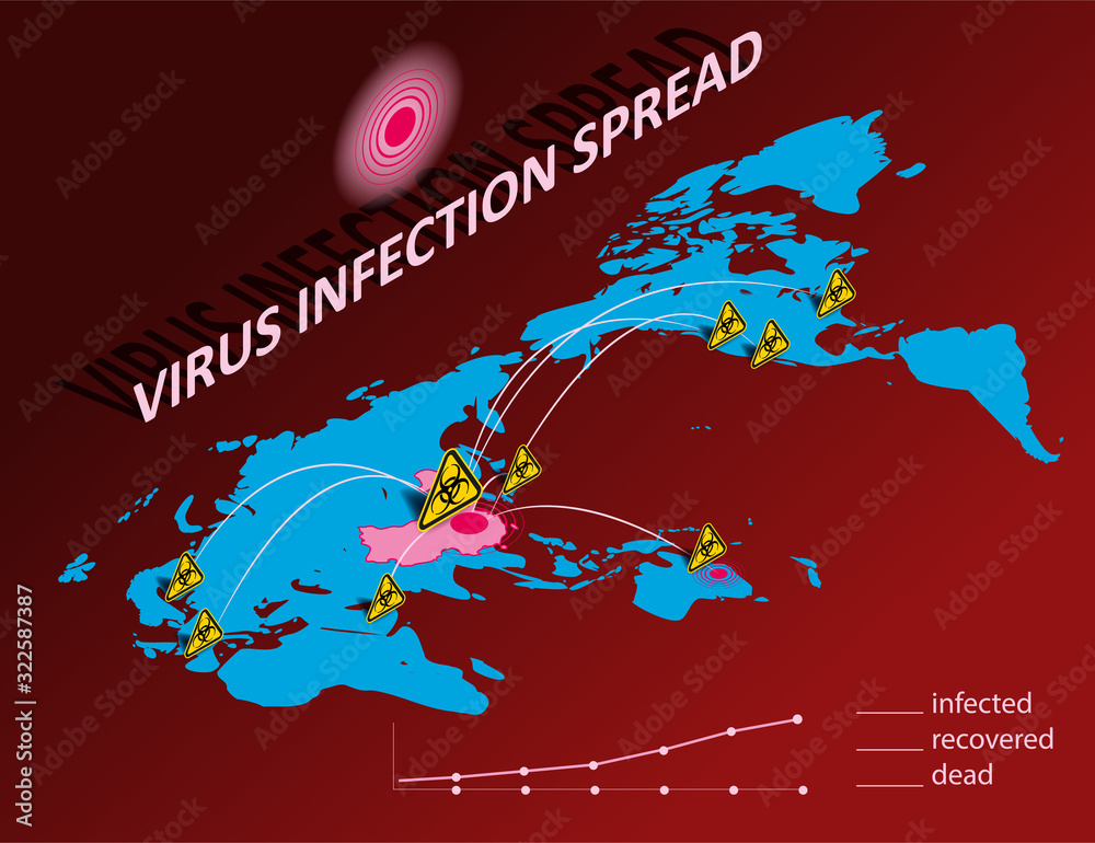 China causative agent of respiratory coronavirus 2019-nKoV. Map of the ...