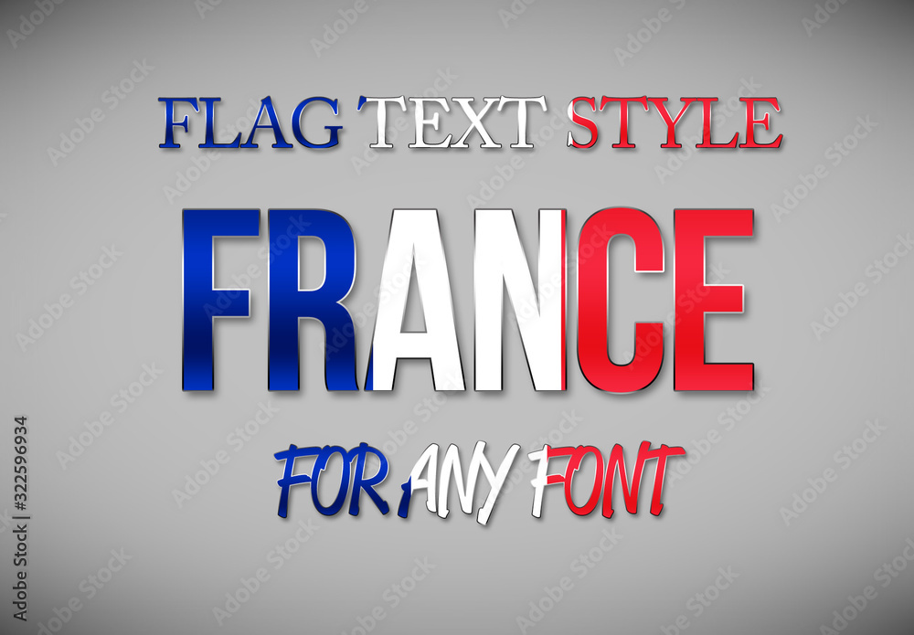 France Flag Color Text Style Mockup Stock Template | Adobe Stock