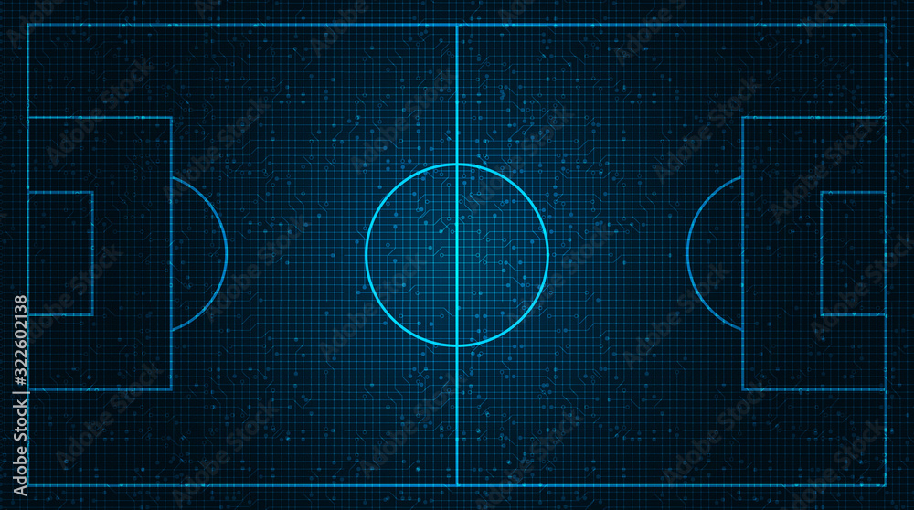 Vector Football field on Digital Technology Background. Stock Vector ...