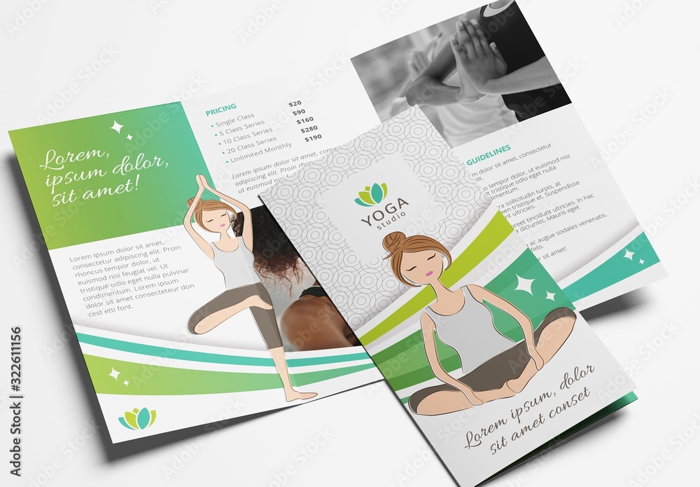 Yoga Studio Brochure Layout Stock Template | Adobe Stock