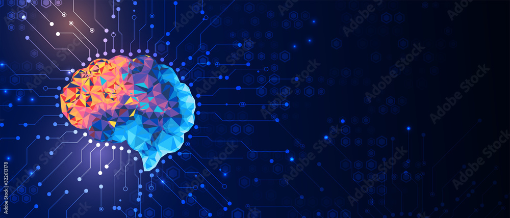 Abstract human brain. Artificial intelligence technology. Science ...