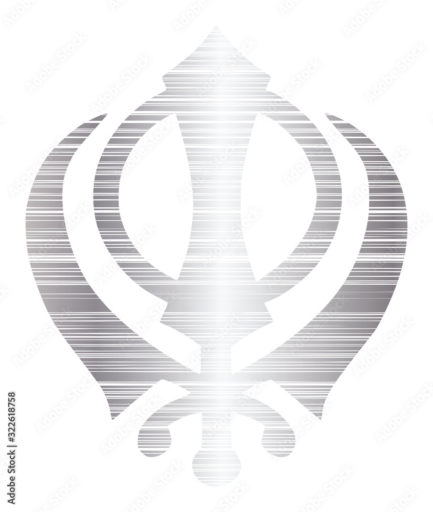 The main symbol of Sikhism – sign Khanda (silver), white background ...