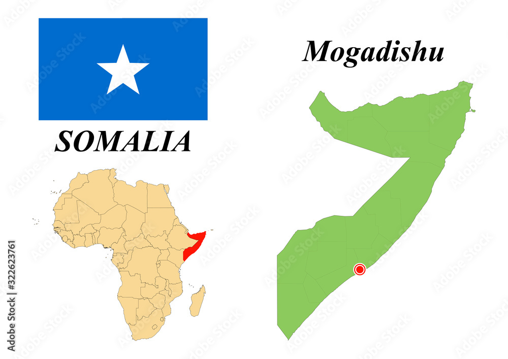 The Federal Republic of Somalia. Capital of Mogadishu. Flag of Somalia ...