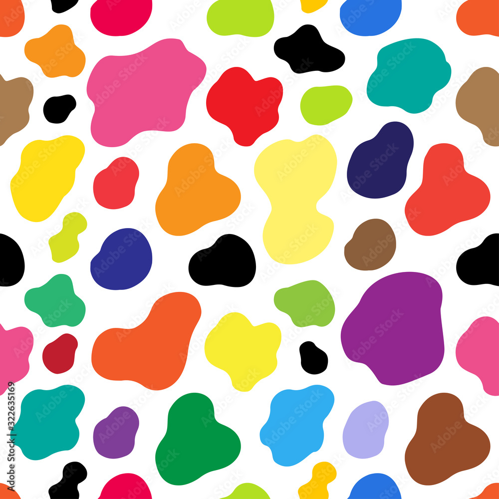 Print texture cow white black spot repeated seamless pattern multicolor ...