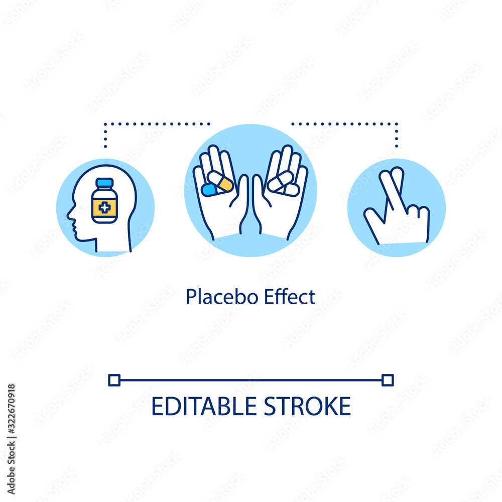 Placebo effect concept icon. Belief in treatment idea thin line ...