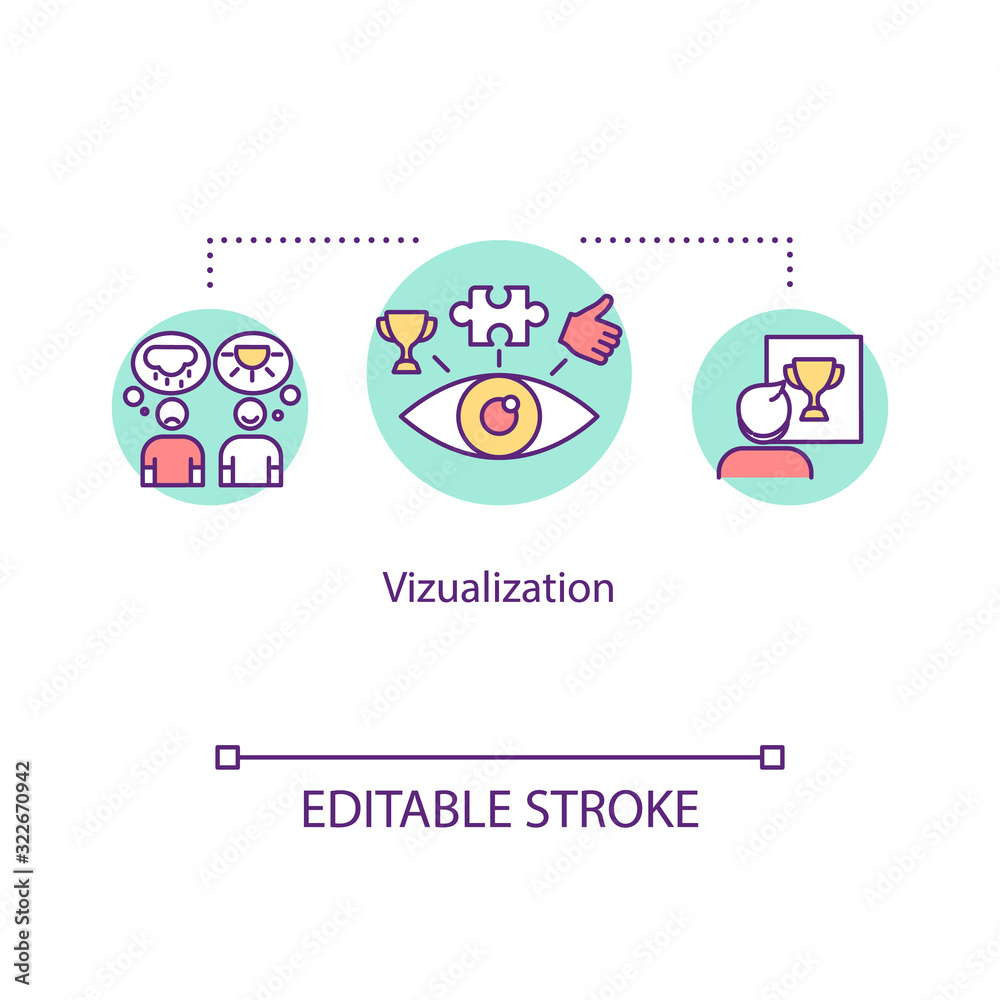 Visualization therapy concept icon. Guided imagery idea thin line ...