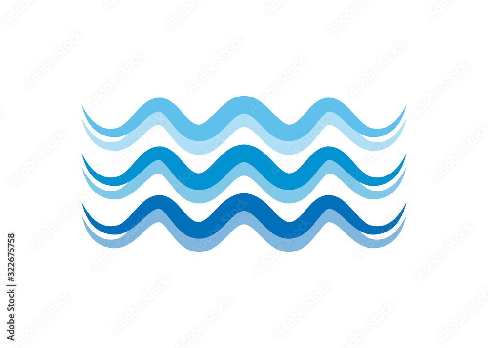 Water Wave Icon. Surf Logo. Vector Isolated On White Background. Hand ...