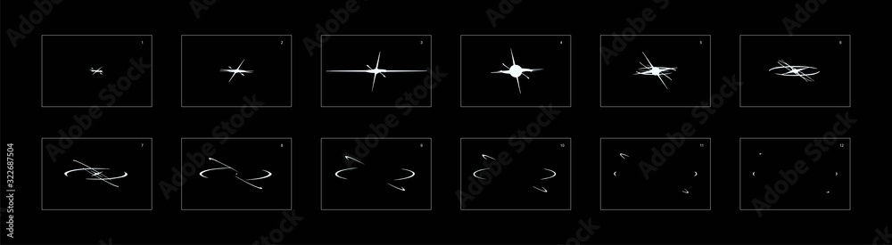 Shine animation effect. energy animation effect. frame by frame classic ...