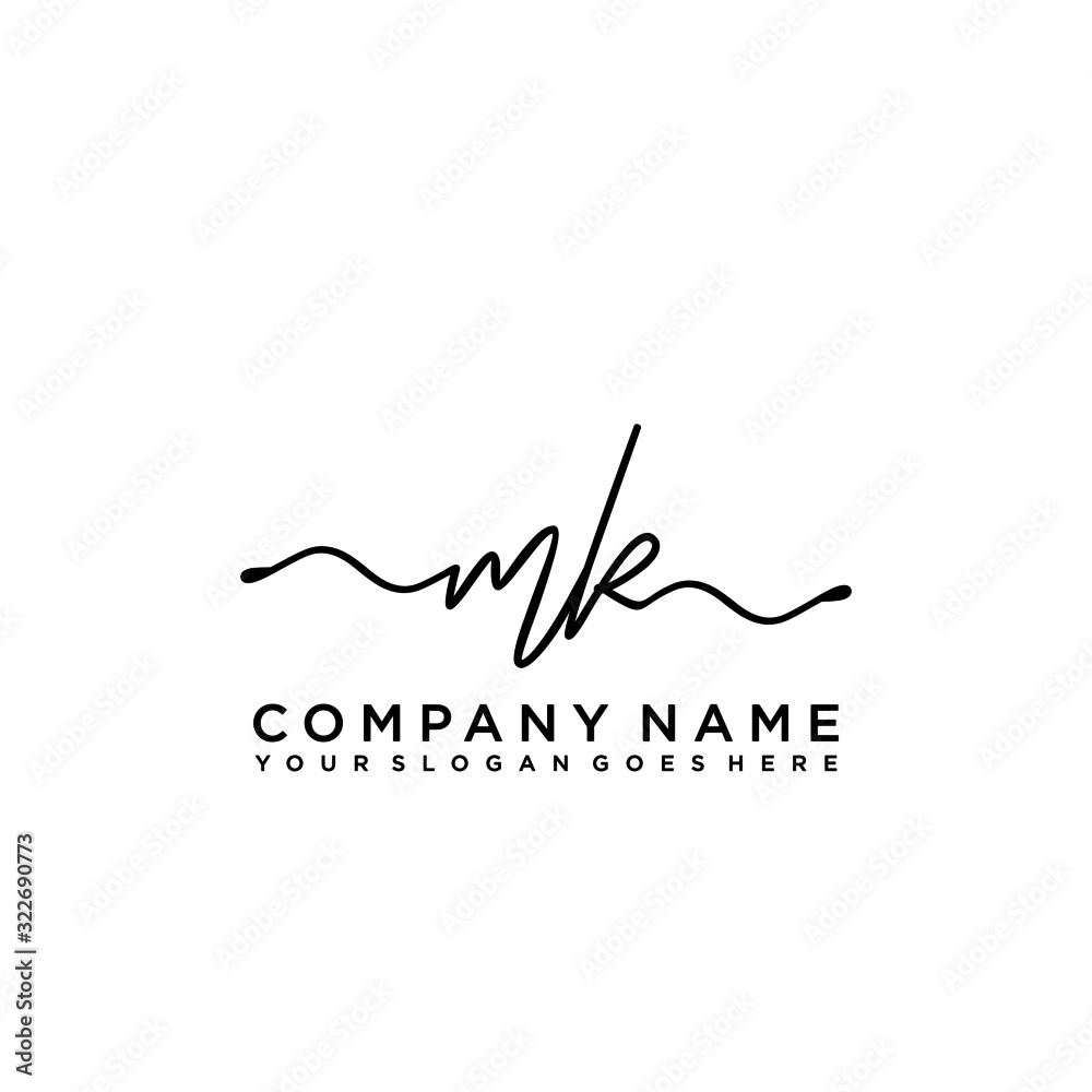 Initial letter MK Signature handwriting Logo Vector Stock Vector ...