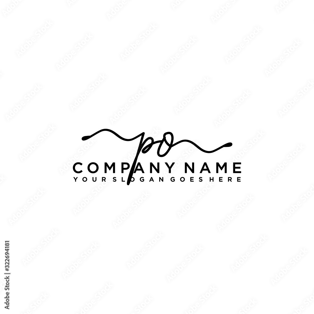 Initial letter PO Signature handwriting Logo Vector Stock Vector ...