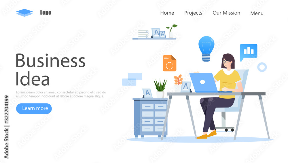 Business Ideas Vector Illustration Concept, Suitable for web landing ...