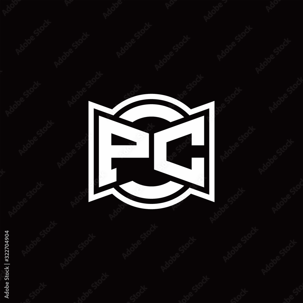 PC logo monogram with ribbon style circle rounded design template Stock ...