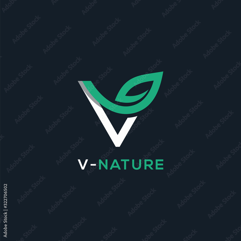 logo letter V nature green Stock Vector | Adobe Stock