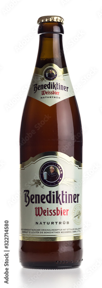 Bottle of Benediktiner wheat beer isolated on white Stock Photo | Adobe ...