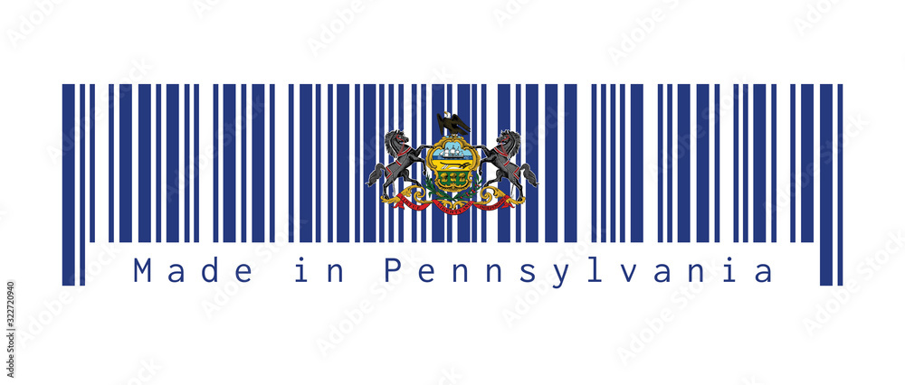 Barcode set the color of Pennsylvania flag. Coat of arms of ...