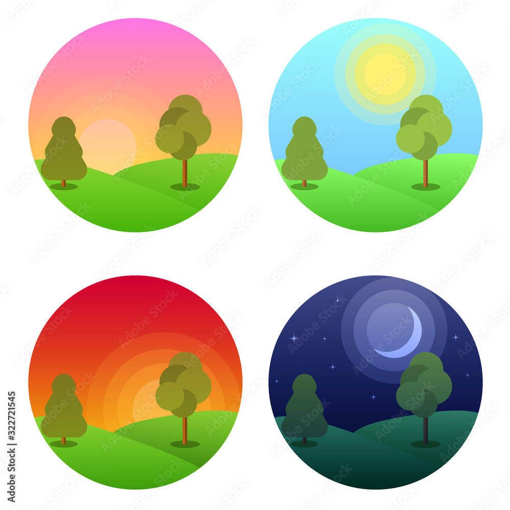 Daytime vector landscape Stock Vector | Adobe Stock