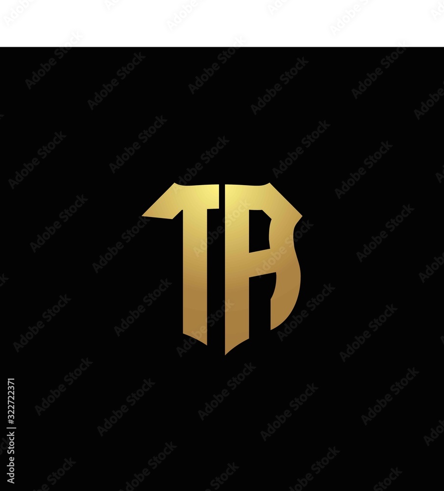 TA logo monogram with gold colors and shield shape design template ...