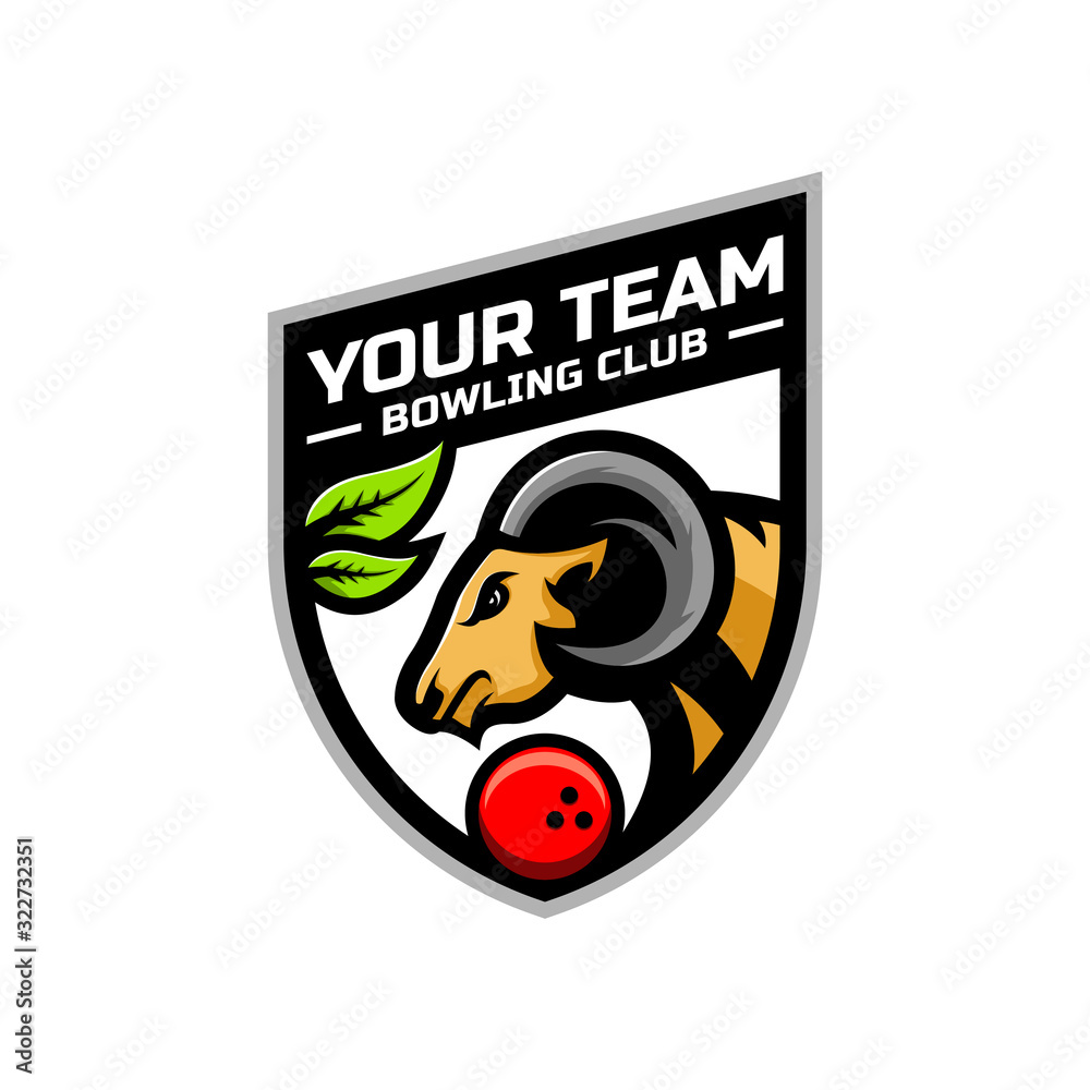 Goat head logo for the Bowling team logo. vector illustration. With a ...