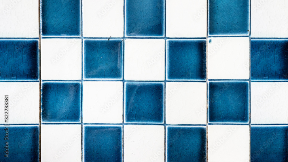 Old blue white checkered square tiles vintage Stock Photo | Adobe Stock