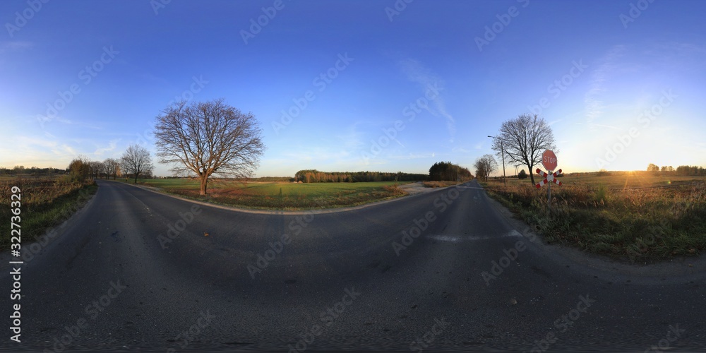 Rural asphalt road HDRI Panorama Stock Photo | Adobe Stock
