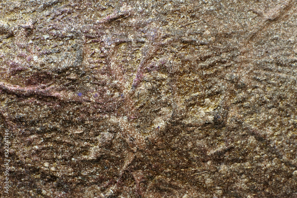 Grainy painting of plaster. Imitation of metal by large-drop staining ...