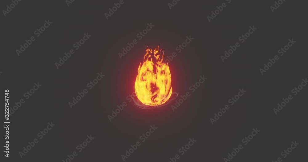 Animated burning flame on black mated background 4K animated fire to ...