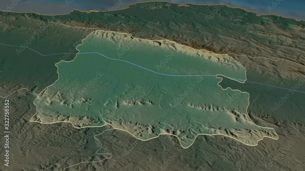 Valverde, province with its capital, zoomed and extruded on the relief ...