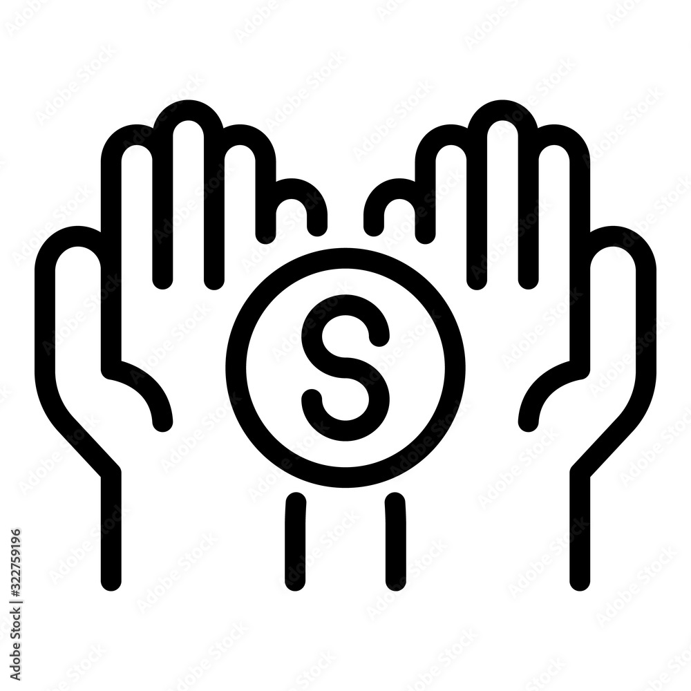 Keep hand money icon. Outline keep hand money vector icon for web ...