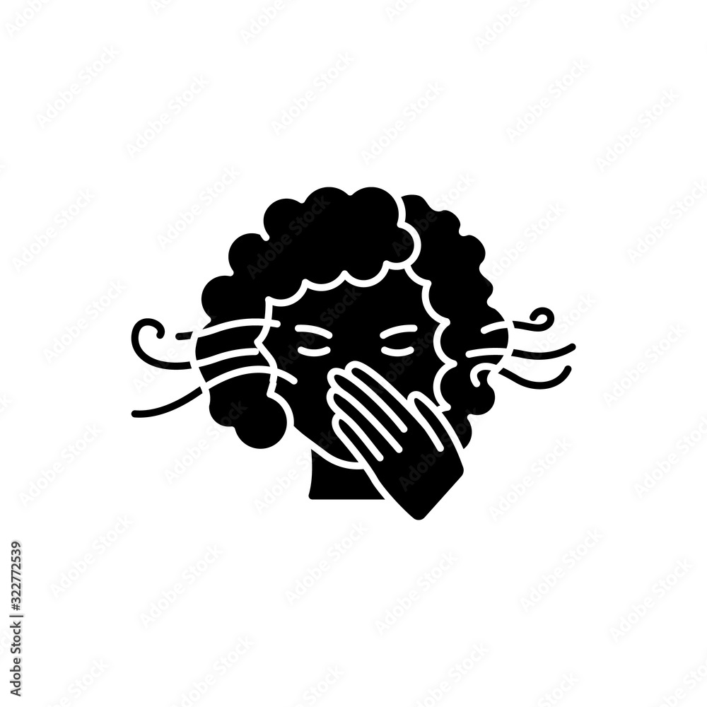 Smell sensitivity black glyph icon. Early symptom of pregnancy ...