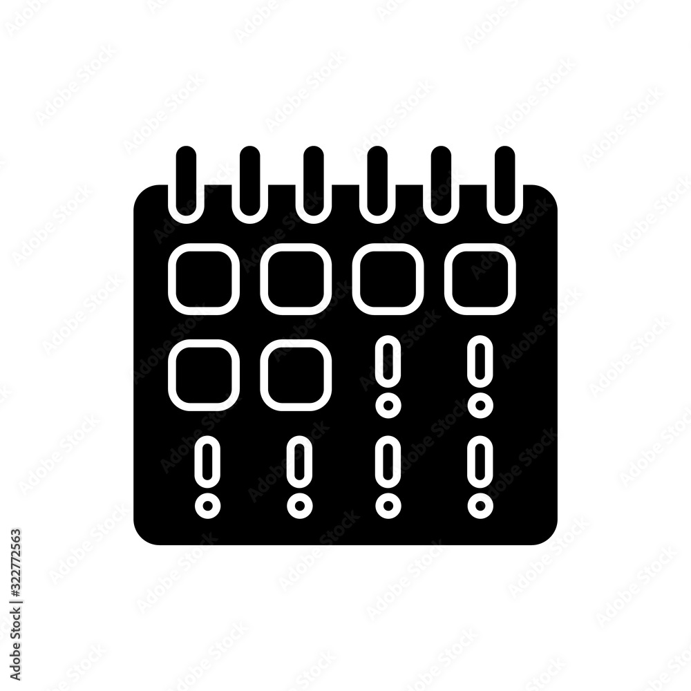 Missed period black glyph icon. Early symptom of pregnancy. Ovulation ...