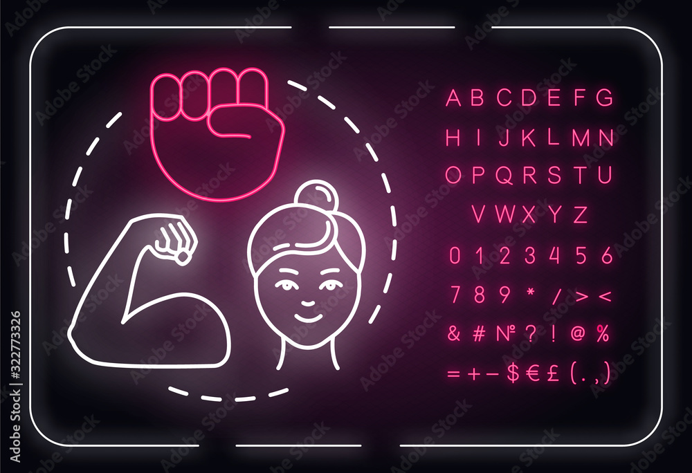 Woman power neon light concept icon. Feminist movement. Feminism ...