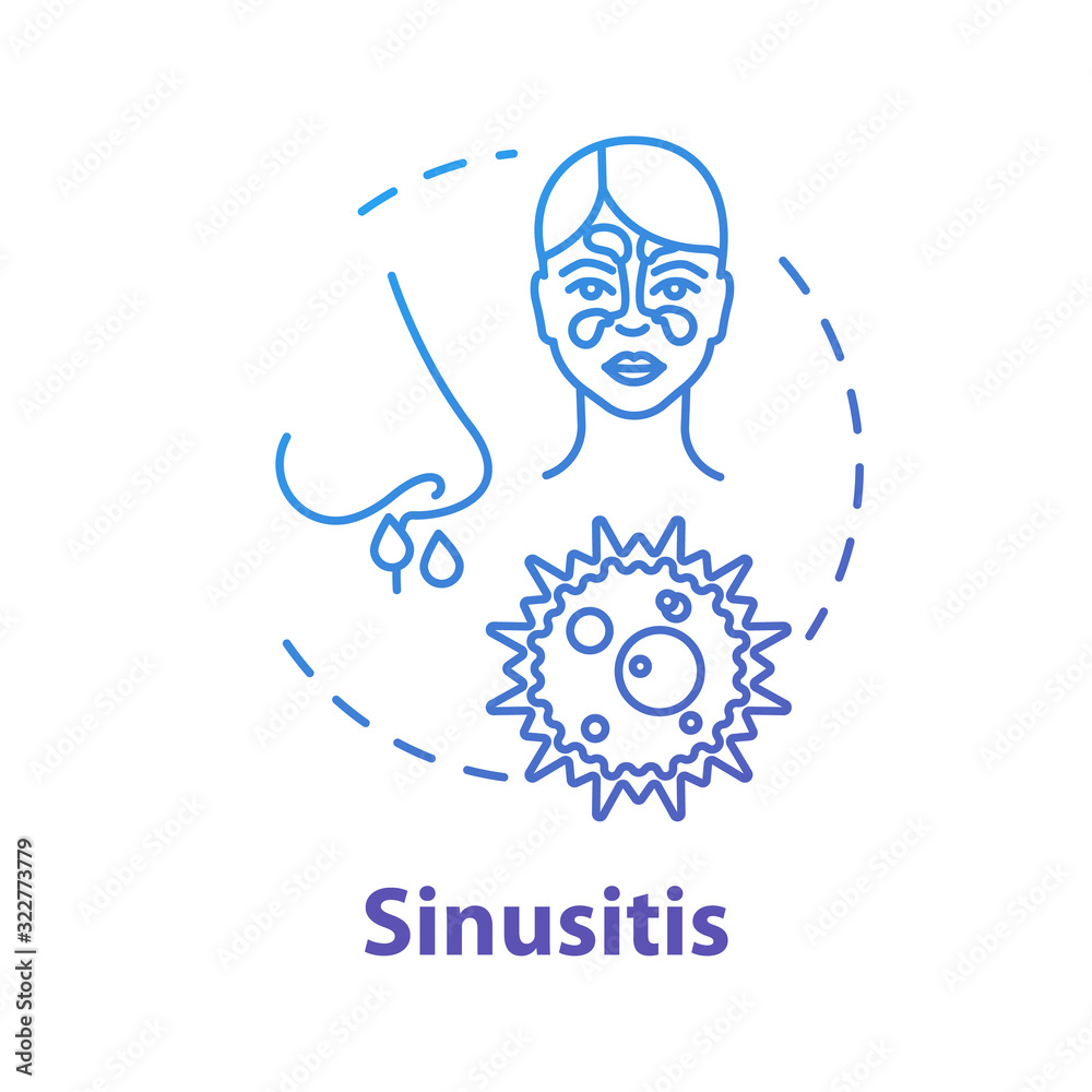 Sinusitis concept icon. Suffer from allergy. Paranasal inflammation ...