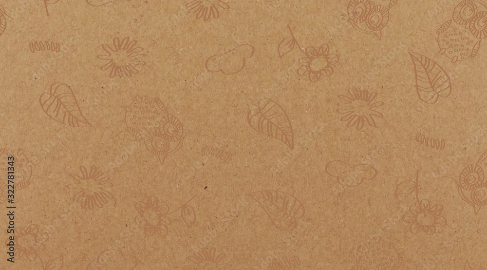 Kraft paper background. Vector background with doodle drawings Stock ...