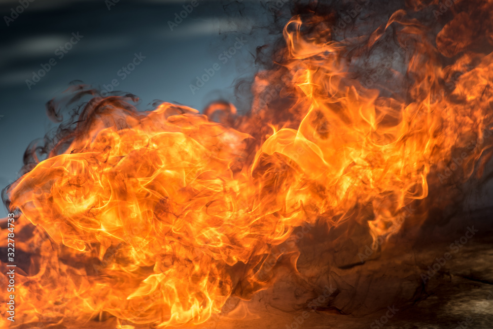 The background of the hot fire was lit up to illustrate the heat of the ...