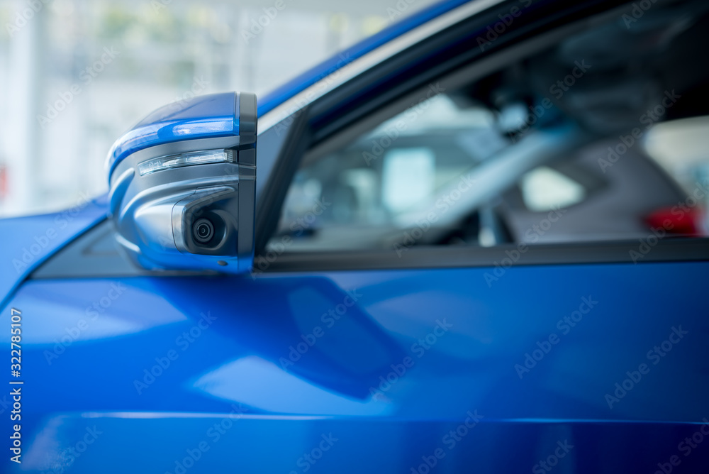 The left-hand mirror camera of the car, the camera helps to find blind ...