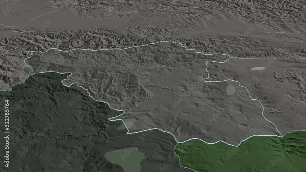 Samtskhe-Javakheti, region with its capital, zoomed and extruded on the administrative map of ...