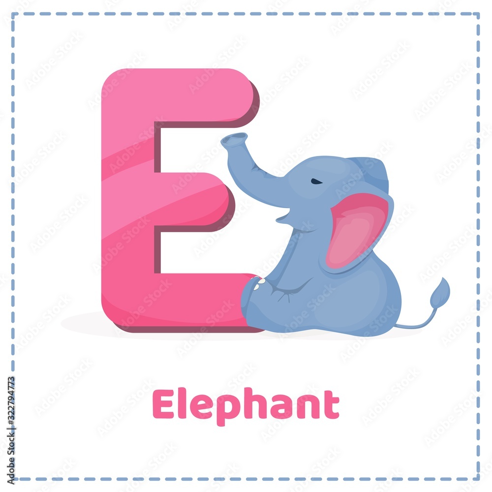 Alphabet printable flashcards vector with letter E. Stock Vector ...