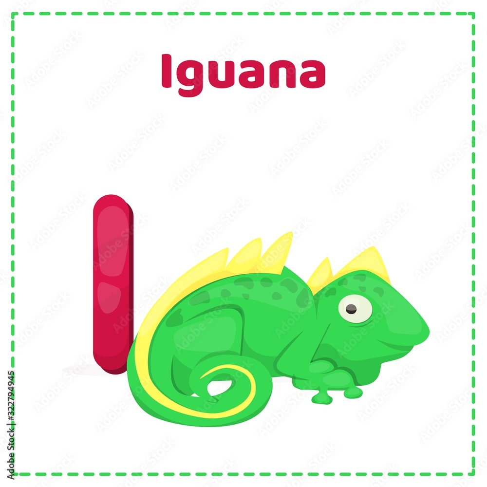 Alphabet printable flashcards vector with letter I. Stock Vector ...