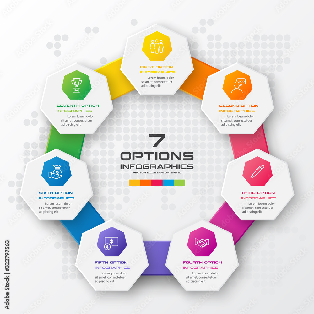 Vector heptagon element for infographic,Business concept with 7 options ...