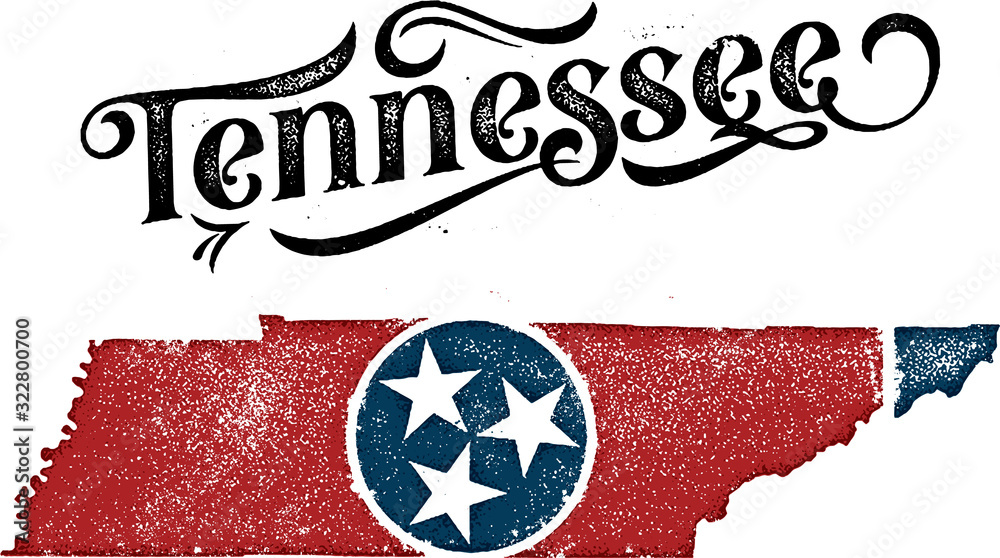 Vintage Tennessee USA State Flag Outline Stock Vector | Adobe Stock