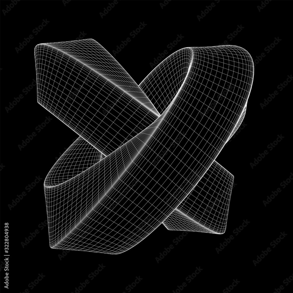 Mobius strip ring knot sacred geometry. Spatial figure with upturned ...
